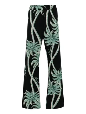 Amiri Palm Tree-print Knitted Trousers - Black