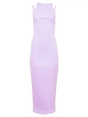 Fleur Du Mal Strappy Ribbed Maxi Dress - Purple