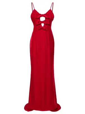 Alessandra Rich Velvet Bow Gown - Red