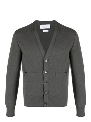 Thom Browne V-neck Cotton Cardigan - Grey