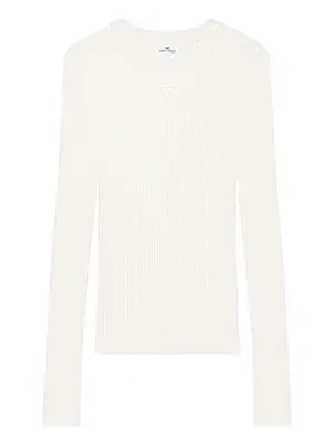 COURREGES Embroidered Logo Ribbed-knit Sweater - White