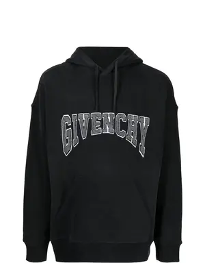 Givenchy Logo Appliqué Drawstring Hoodie - Grey