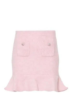 SELF-PORTRAIT Knitted Mini Skirt - Pink