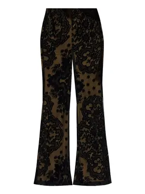 Etro Embroidered Floral Flare Trousers - Black