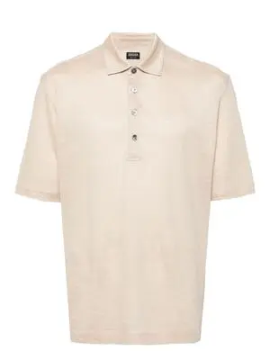 Zegna Short-sleeve Linen Polo Shirt - Neutrals