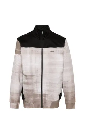 BOSS Abstract-pattern Track Jacket - Neutrals