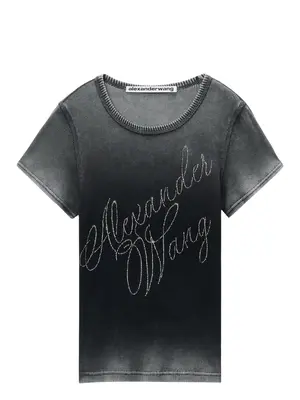 Alexander Wang Hotfix Cursive-logo T-shirt - Grey