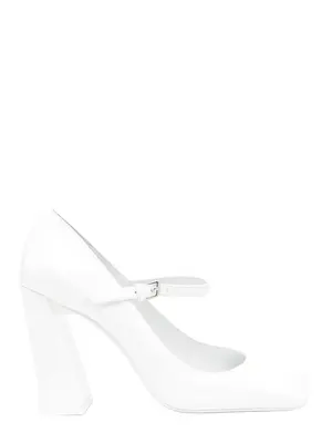 Amina Muaddi 95mm Charlotte Mary Jane Pumps - White