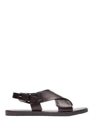 SCAROSSO Massimo Leather Sandals - Brown