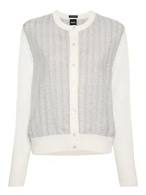 BOSS Knitted-edge Panelled Jacket - White