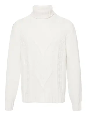 Brunello Cucinelli Roll-neck Cashmere Jumper - White
