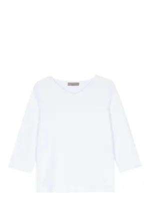D.exterior V-neck Fine-ribbed Jumper - White