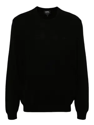 A.p.c. Logo-embroidered Wool Jumper - Black