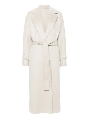 Brunello Cucinelli Cashmere Belted Midi Coat - Neutrals