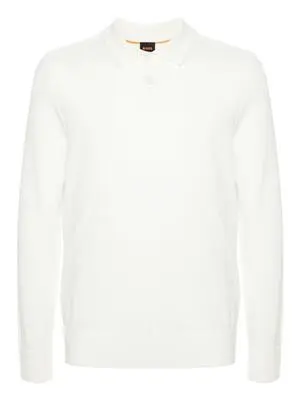 BOSS Logo-embroidered Virgin Wool Blend Jumper - White