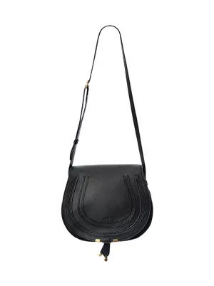 Chloé Chloé Marcie Medium Leather Saddle Bag Black