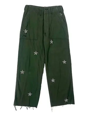 Rank & Sugar Embellished Vintage Army Pants - Greyed Olive