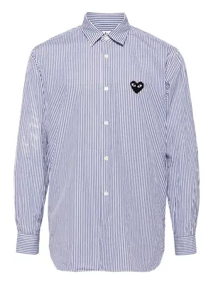 Play Comme Des Garcon Logo-patch Cotton Shirt - Blue