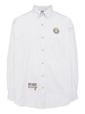 AAPE BY *A BATHING APE® Striped Cotton Shirt - Neutrals