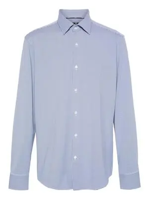 BOSS Gingham-check Long-sleeve Shirt - Blue