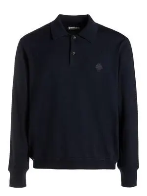 Bally Logo-embroidered Long-sleeved Polo Shirt - Blue