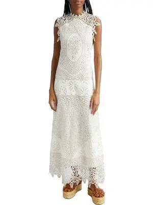 Ulla Johnson Flora Eyelet Sleeveless Linen Maxi Dress - Pristine