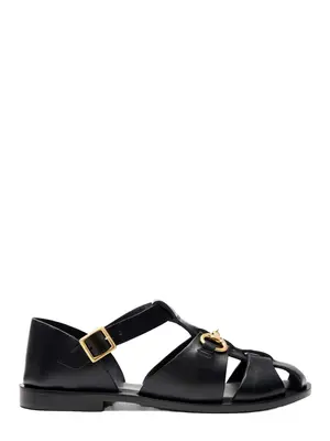 SCAROSSO Helene Leather Sandals - Black