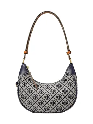 Tory Burch T Monogram Crescent Shoulder Bag - Blue