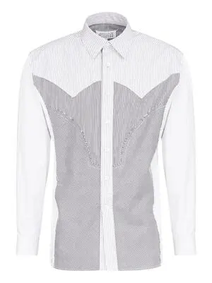 MAISON MARGIELA Panelled Striped Cotton Shirt - White