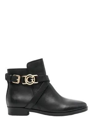 Guess Floriza Logo-plaque Leather Boots - Black