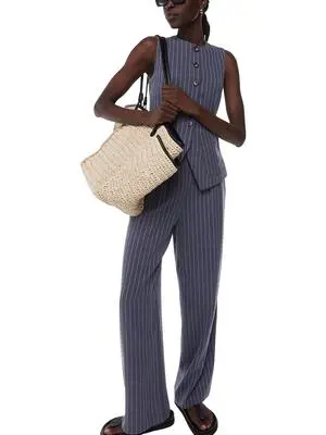 Whistles Lottie Pinstriped Trousers - Navy/multi