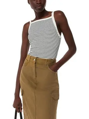 Whistles Striped Sleeveless Knit Top - Ivory/multi