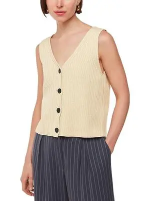 Whistles Button Front Sleeveless Knit Top - Butter