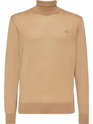 Dsquared2 Embroidered-logo Ribbed Jumper - Neutrals
