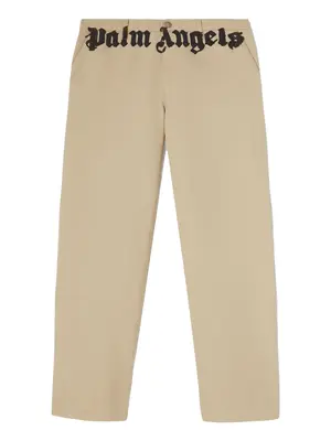 Palm Angels Logo-print Cotton Chinos - Neutrals