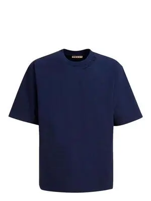 Marni Logo-appliqué Cotton T-shirt - Blue