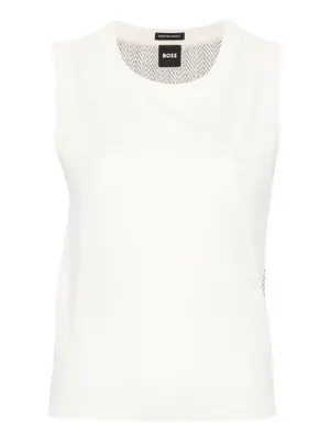 BOSS Abstract Pattern Detail Sleeveless Top - White