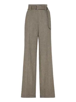 Brunello Cucinelli Herringbone Trousers - Brown