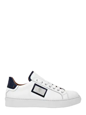 BILLIONAIRE Logo-plaque Leather Sneakers - White