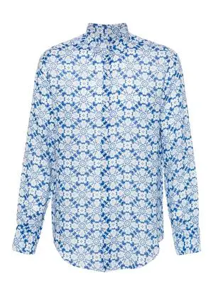 PENINSULA SWIMWEAR Floral-print Linen Shirt - Blue