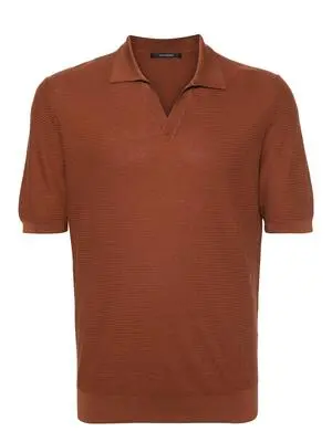 Tagliatore Paco Split-neck Polo Shirt - Brown