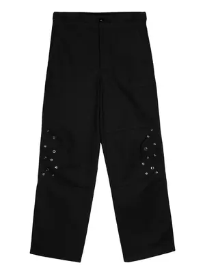 NAMACHEKO Wide-leg Trousers With Eyelet Detailing - Black