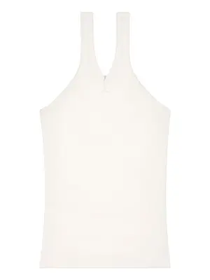 COURREGES Logo-embroidered Ribbed Tank Top - White