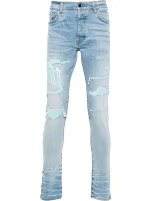 Amiri AMIRI Varsity Logo Skinny Jeans Blue