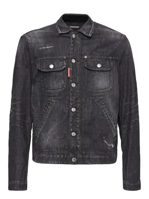 Dsquared2 Distressed Denim Trucker Jacket - Black