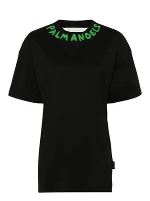Palm Angels Logo-print Cotton T-shirt - Black