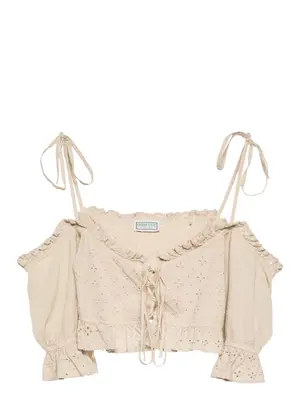 Guess Broderie-anglaise Crop Top - Neutrals