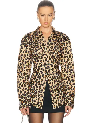 SIMONMILLER SIMONMILLER Loch Poplin Button Up Top Leopard