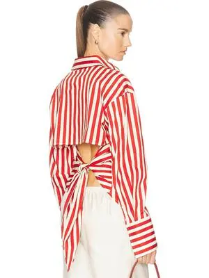 SIMONMILLER Loch Poplin Button Up Top - Venetian Red Stripe