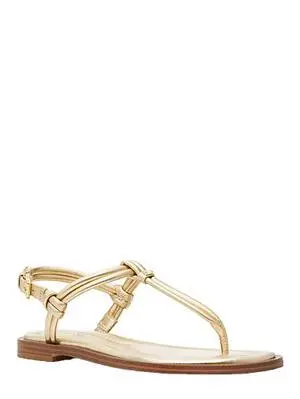 Michael Kors Astra Metallic Leather T-strap Sandal - Gold